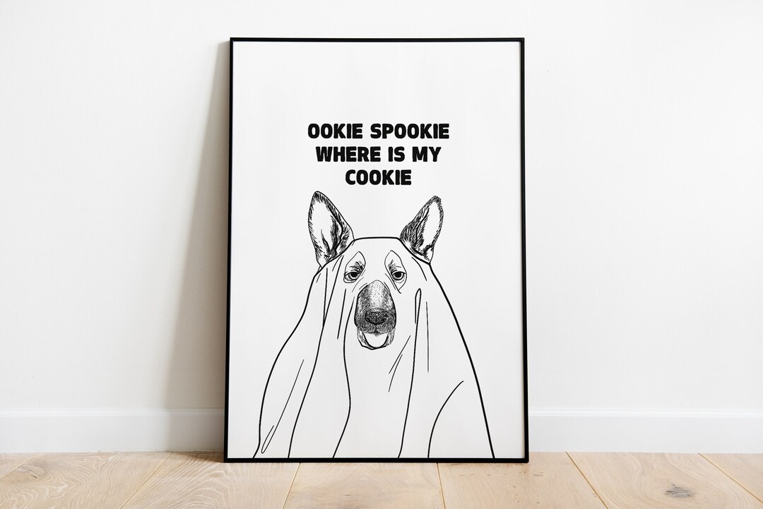Ghost Dog Poster, Halloween Decor, Black and White Minimalistic Wall ...