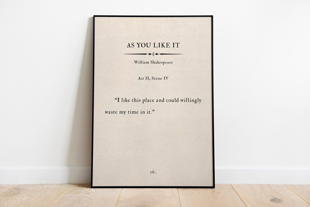 William Shakespeare, "as You Like It", Quote Wall Art, Famous Quote ...