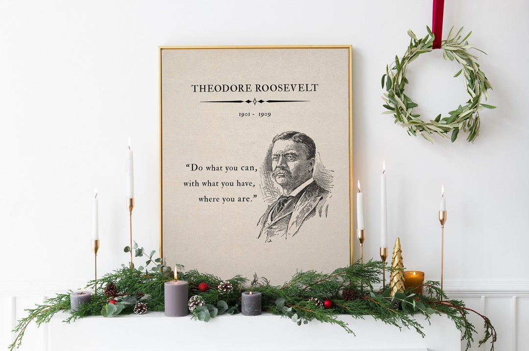 Theodore Roosevelt Quote Book Page Print for Inspirational Wall Art and ...
