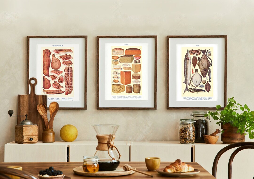 Vintage Food Charts Poster, Kitchen Decor, Cottagecore Art (digital ...