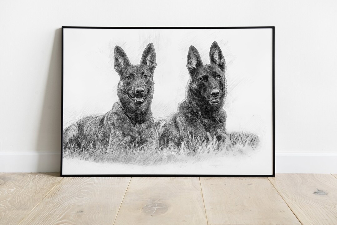 Adding Multiple Pets Into One Pencil Portrait, Personalized Pet ...