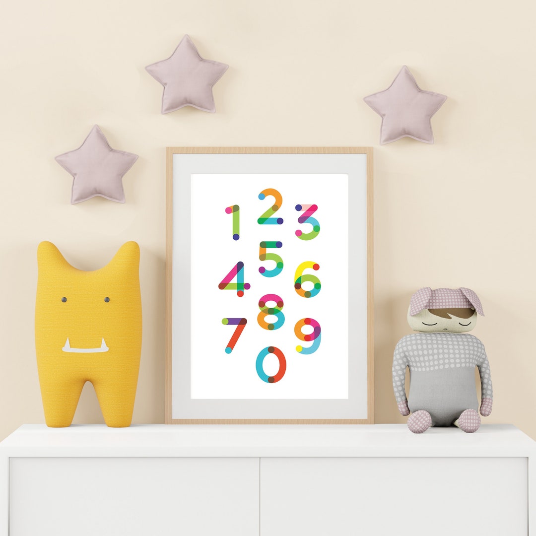 Numbers Print, Kids Room, Classroom Wall Art, Colorful Nursery Print ...