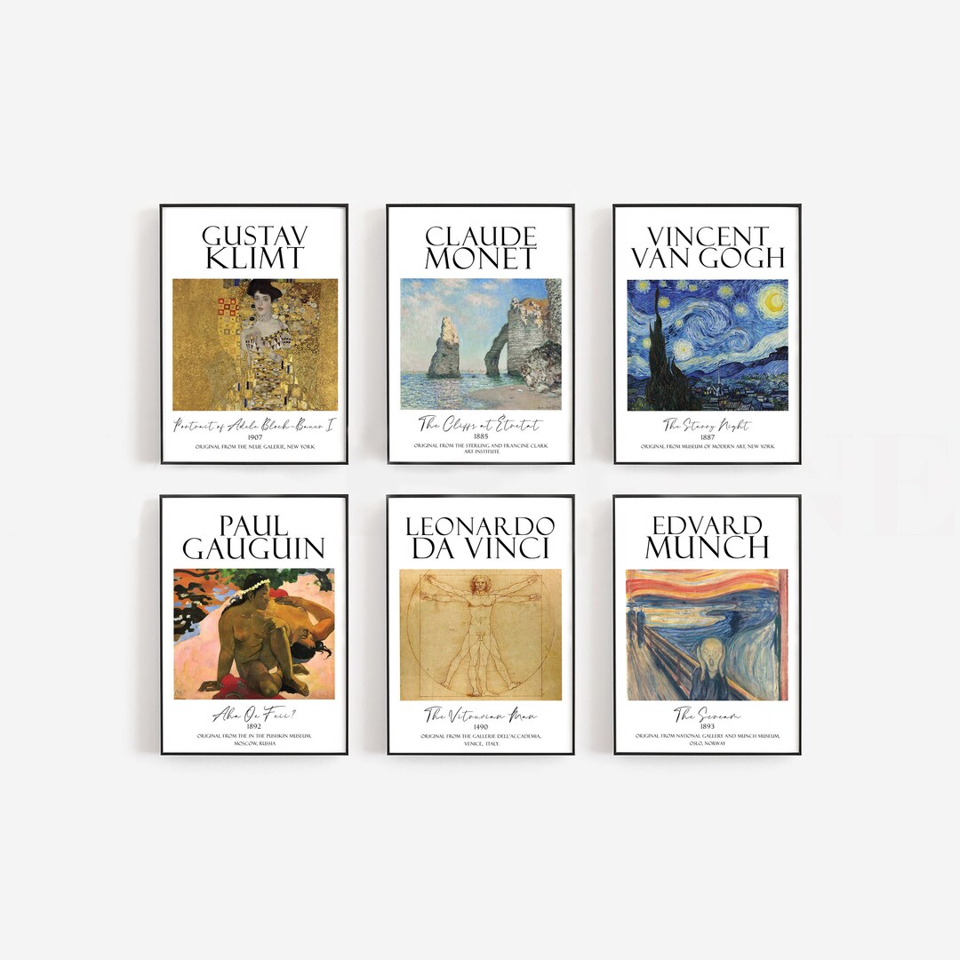 Famous Paintings Set, Classical Art Poster, Vintage Print, Modern Art ...