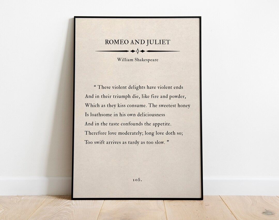 Romeo and Juliet - William Shakespeare, Vintage Book Page Poster ...