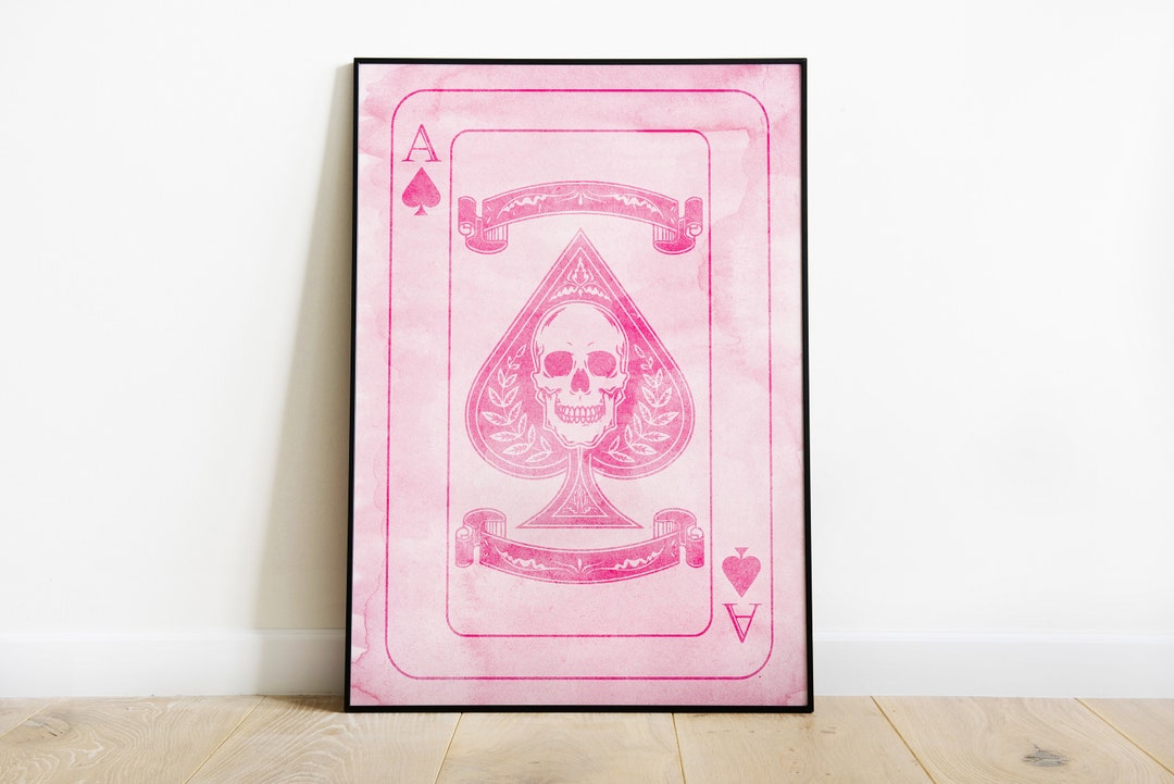 Pink Ace of Spades, Playing Cards Poster, Hot Pink, Rock and Roll Bar ...
