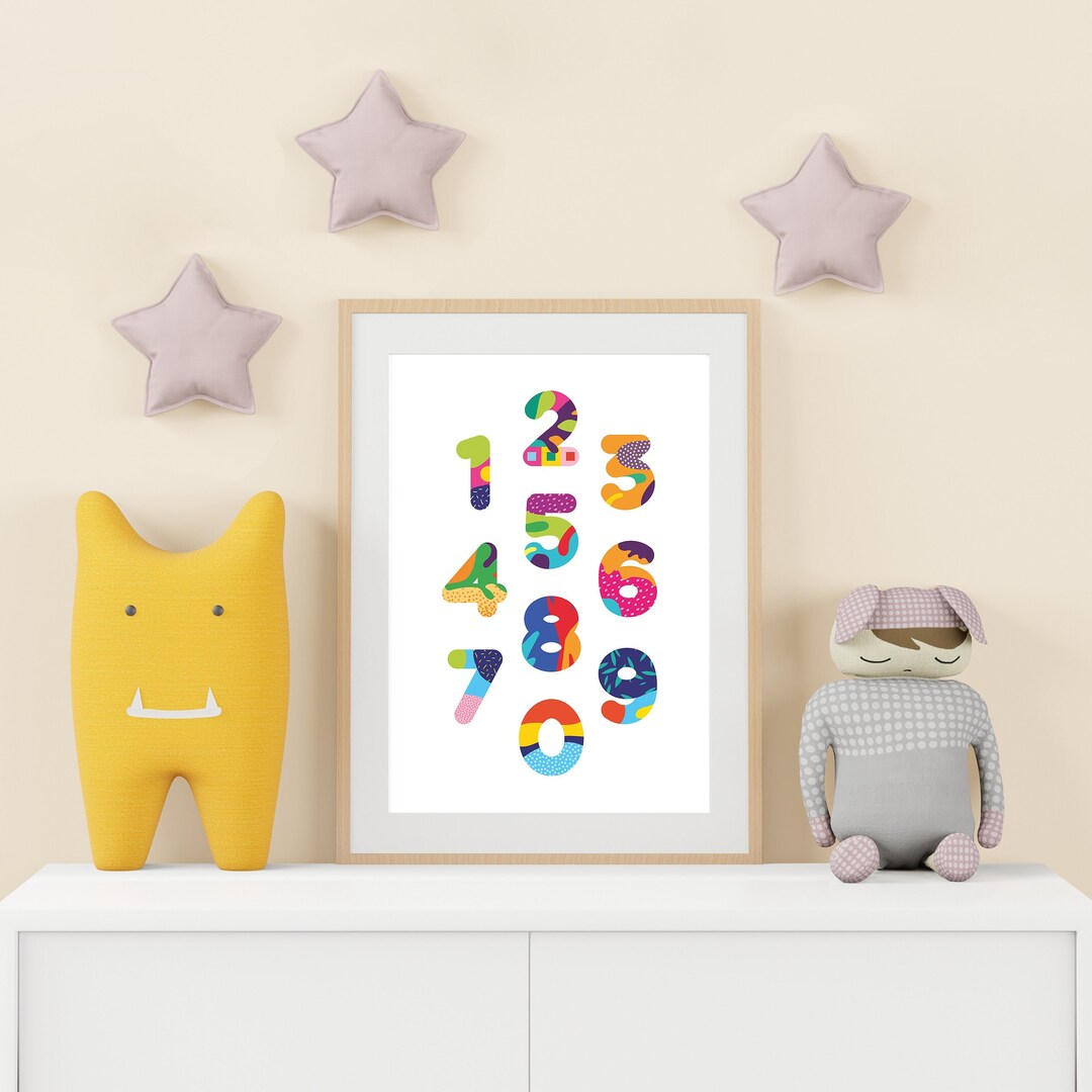 Colorful Numbers Print, Kids Room, Classroom Wall Art, Colorful Nursery ...