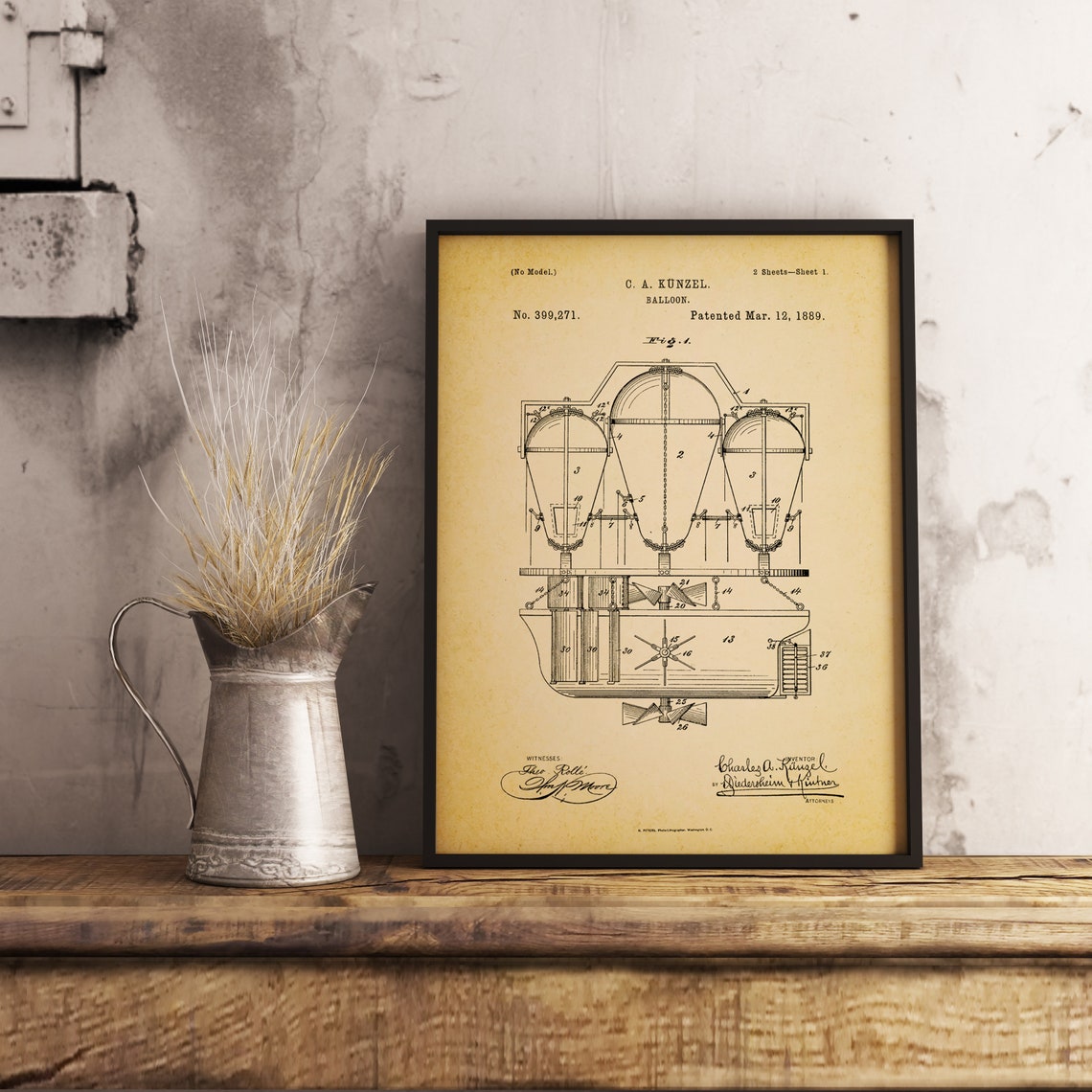 Balloon Patent Poster, Vintage Wall Art, Famous Patents, Aviator ...