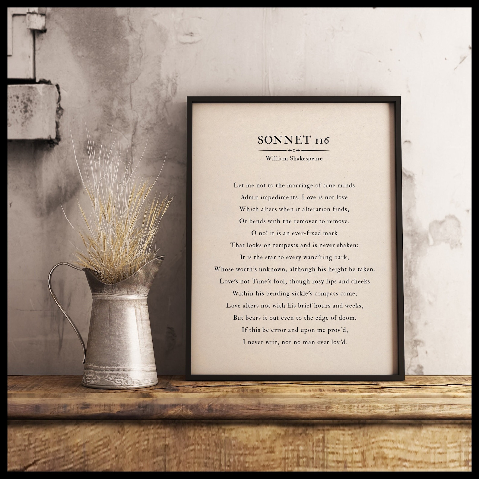 William Shakespeare Sonnet 116 Poetry Wall Art, Let Me Not to the ...