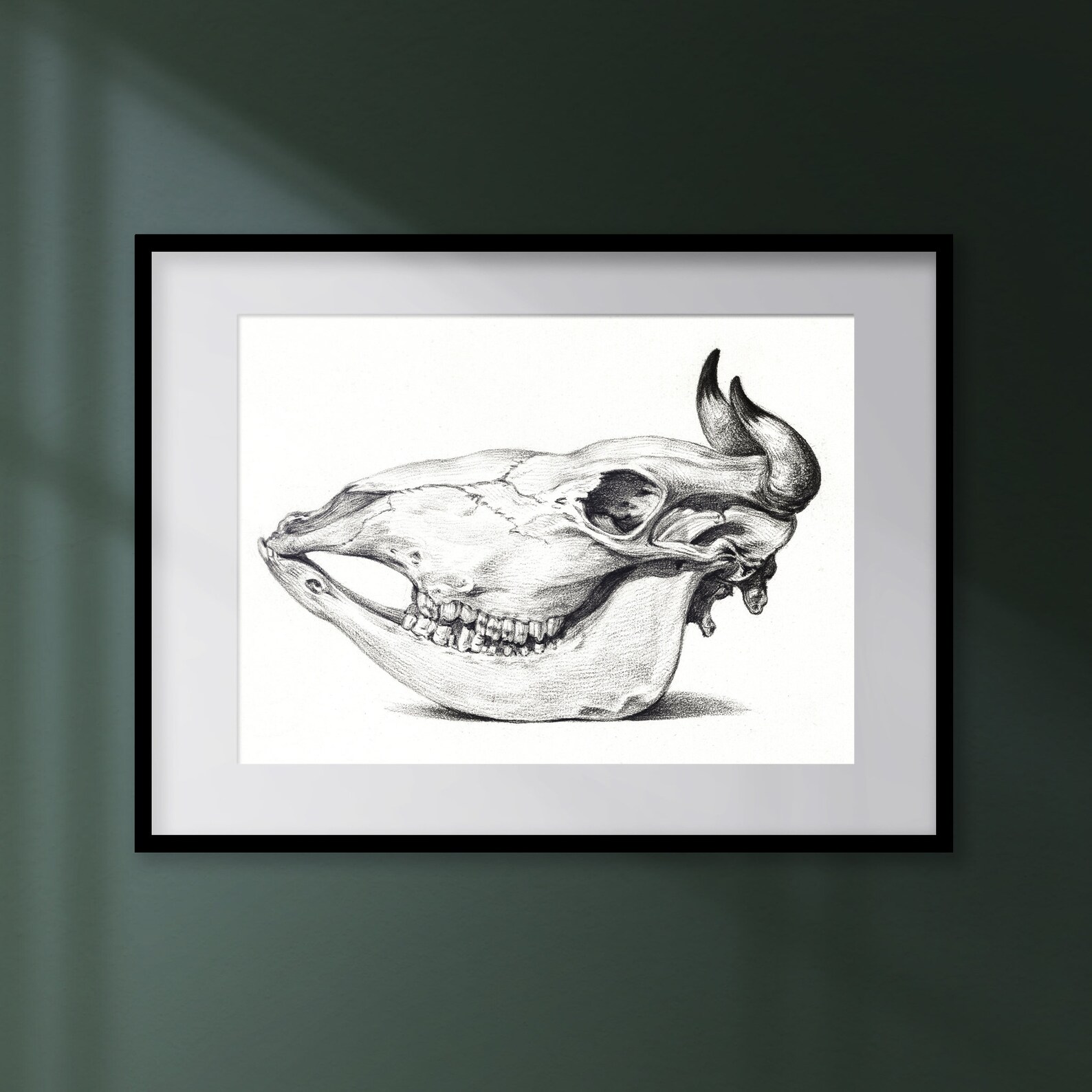 Cow's Cranium Printable Poster, Bovine Skull, HALLOWEEN Wall Art, Black ...