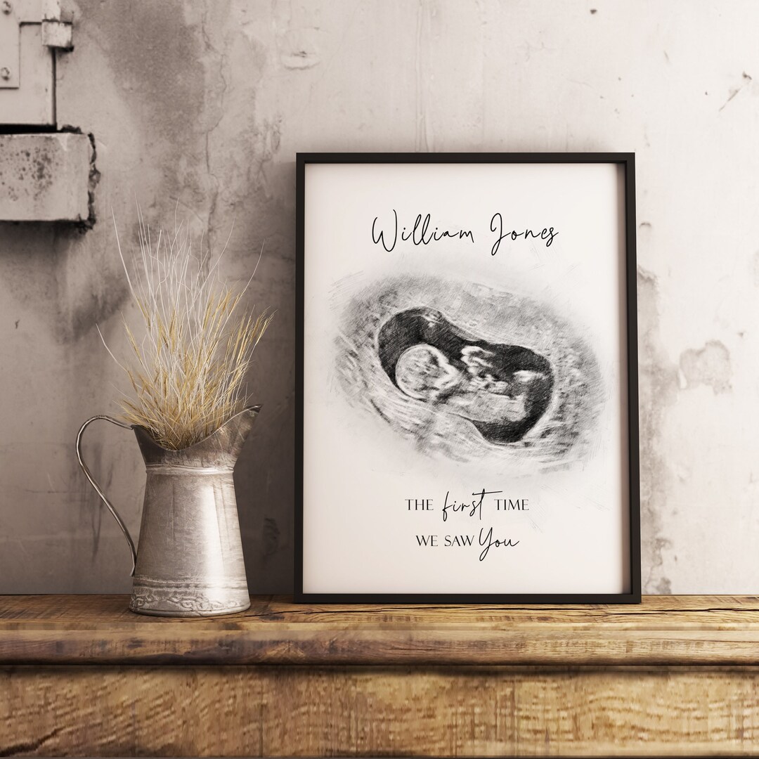 Pencil Sketch Ultrasound Portrait, Baby Scan Keepsake, Family Portrait ...