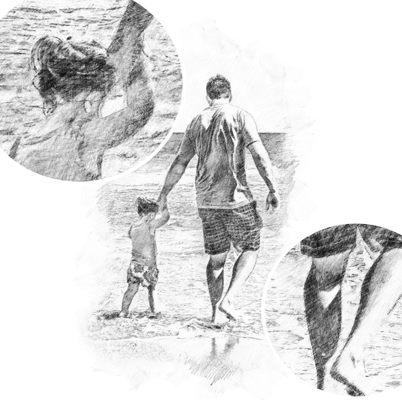 Custom Dad Drawing Daddy Papa Portrait Family Fathers Day Portrait ...