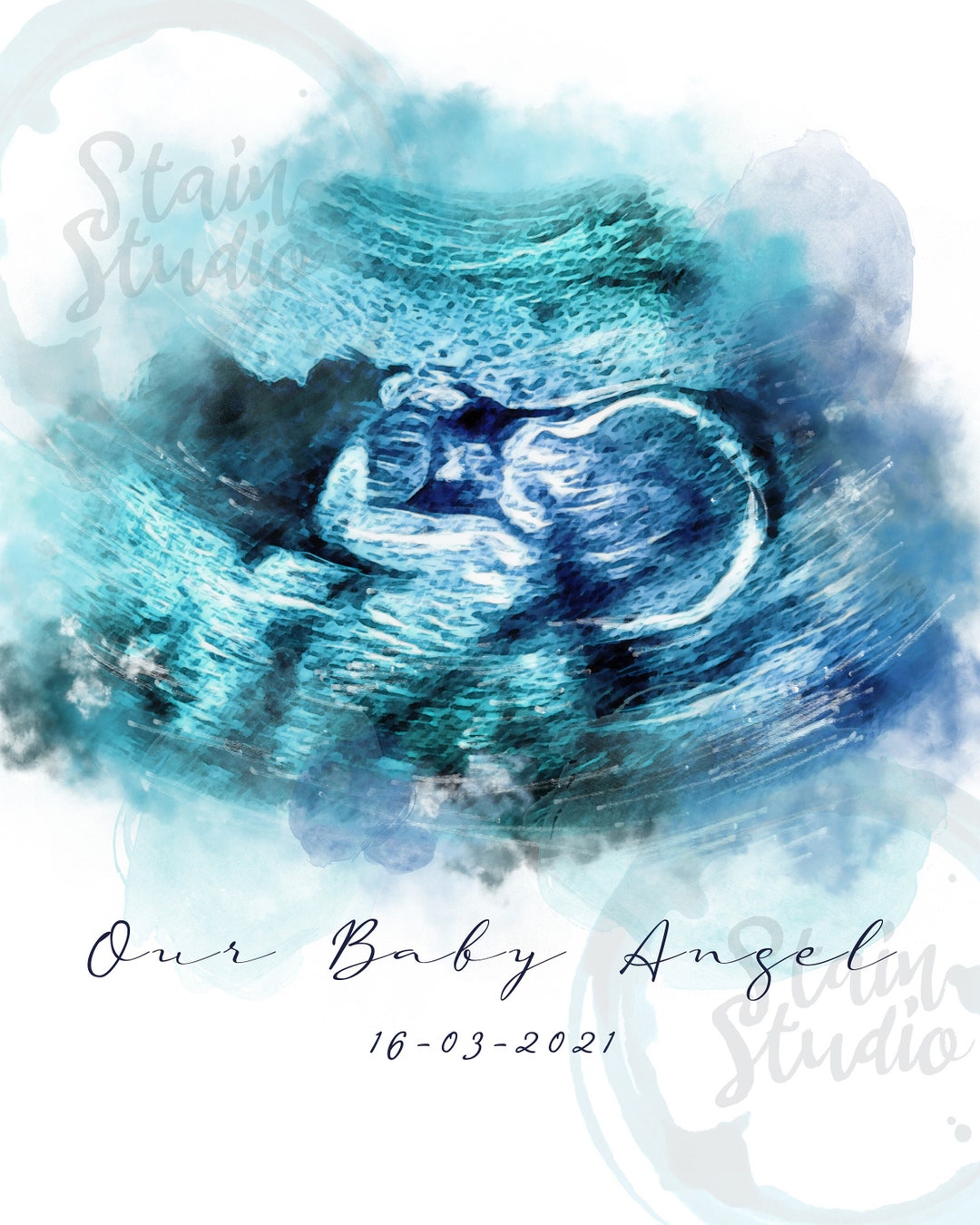 Ultrasound Portrait, Baby Scan Keepsake, Family Portrait, Personalized ...