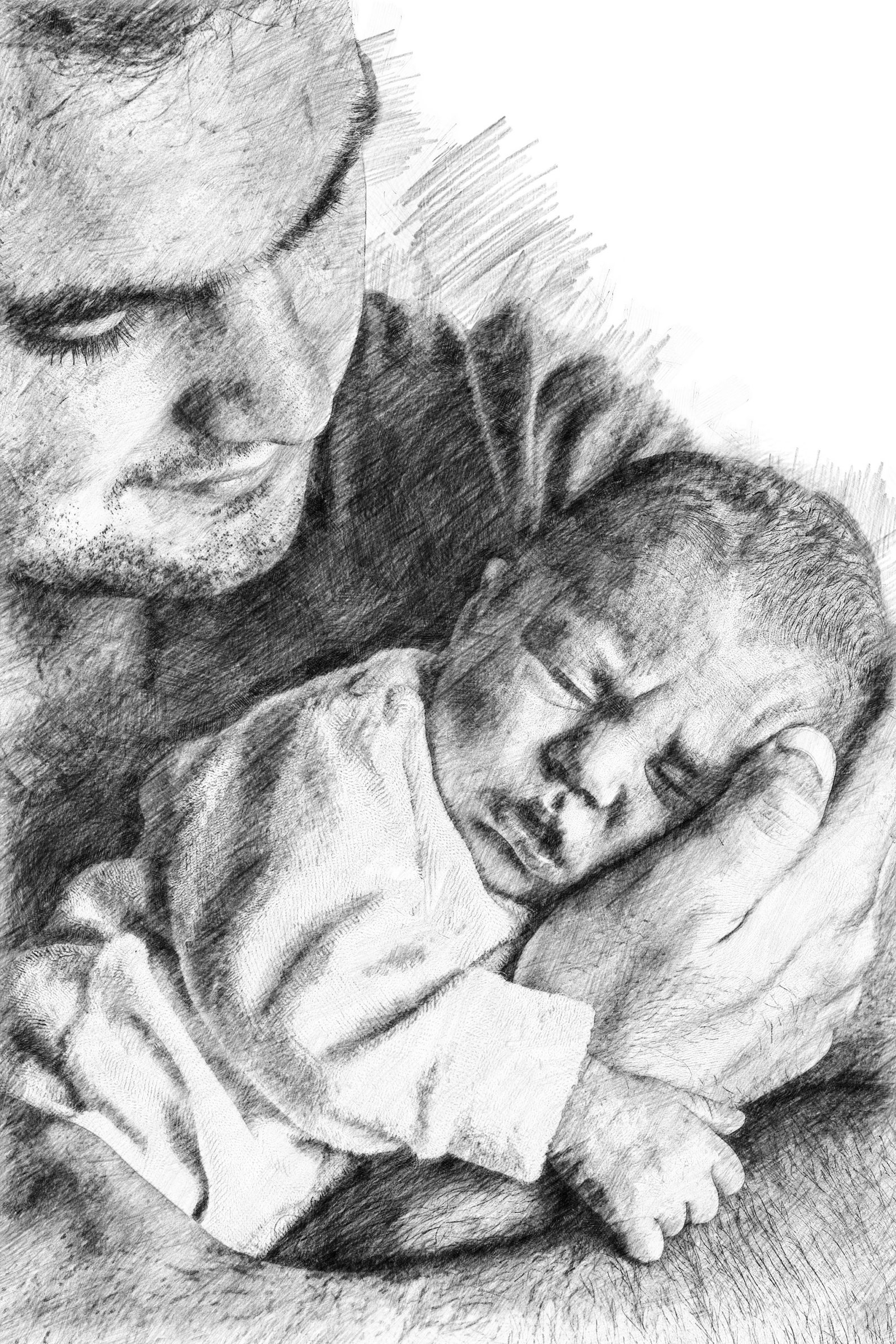 Custom Dad Drawing Daddy Papa Portrait Family Fathers Day Portrait ...