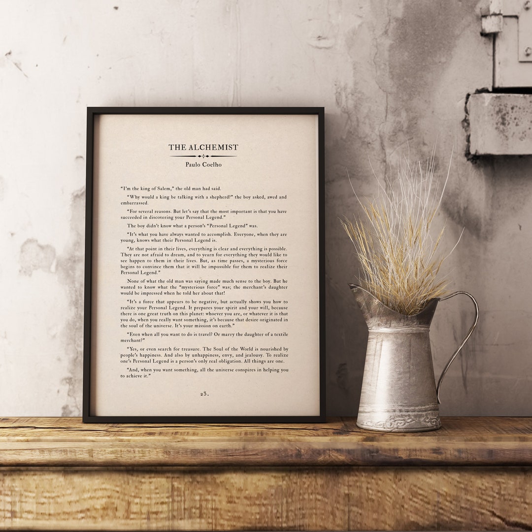 Alchemist Quote, Paulo Coelho Wall Art, Famous Quote, Inspirational ...
