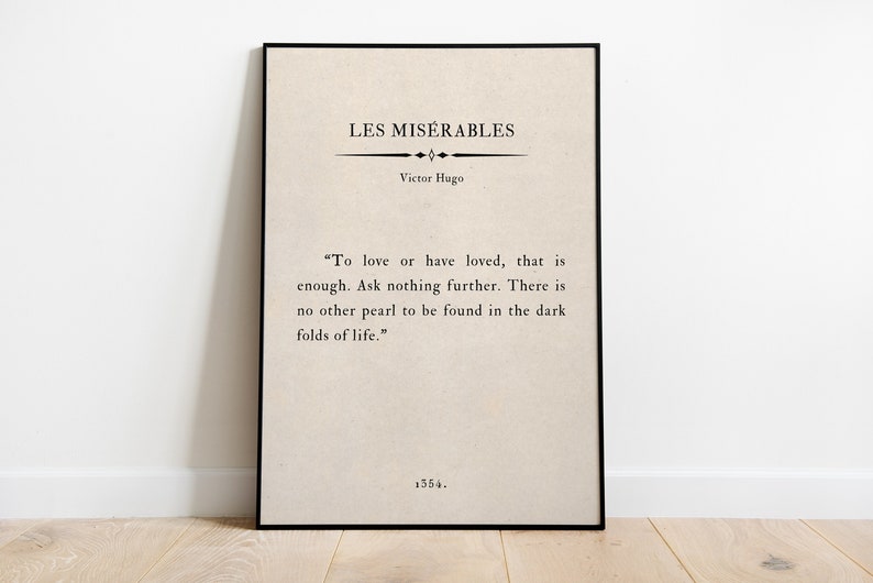 Les Misérables Vintage Quote Art | Victor Hugo Quote Print | Literary ...