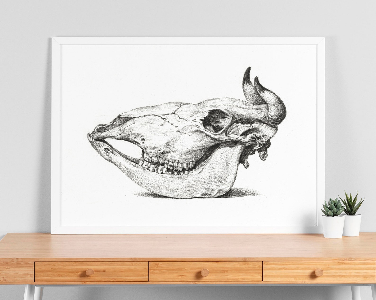 Cow's Cranium Printable Poster, Bovine Skull, HALLOWEEN Wall Art, Black ...