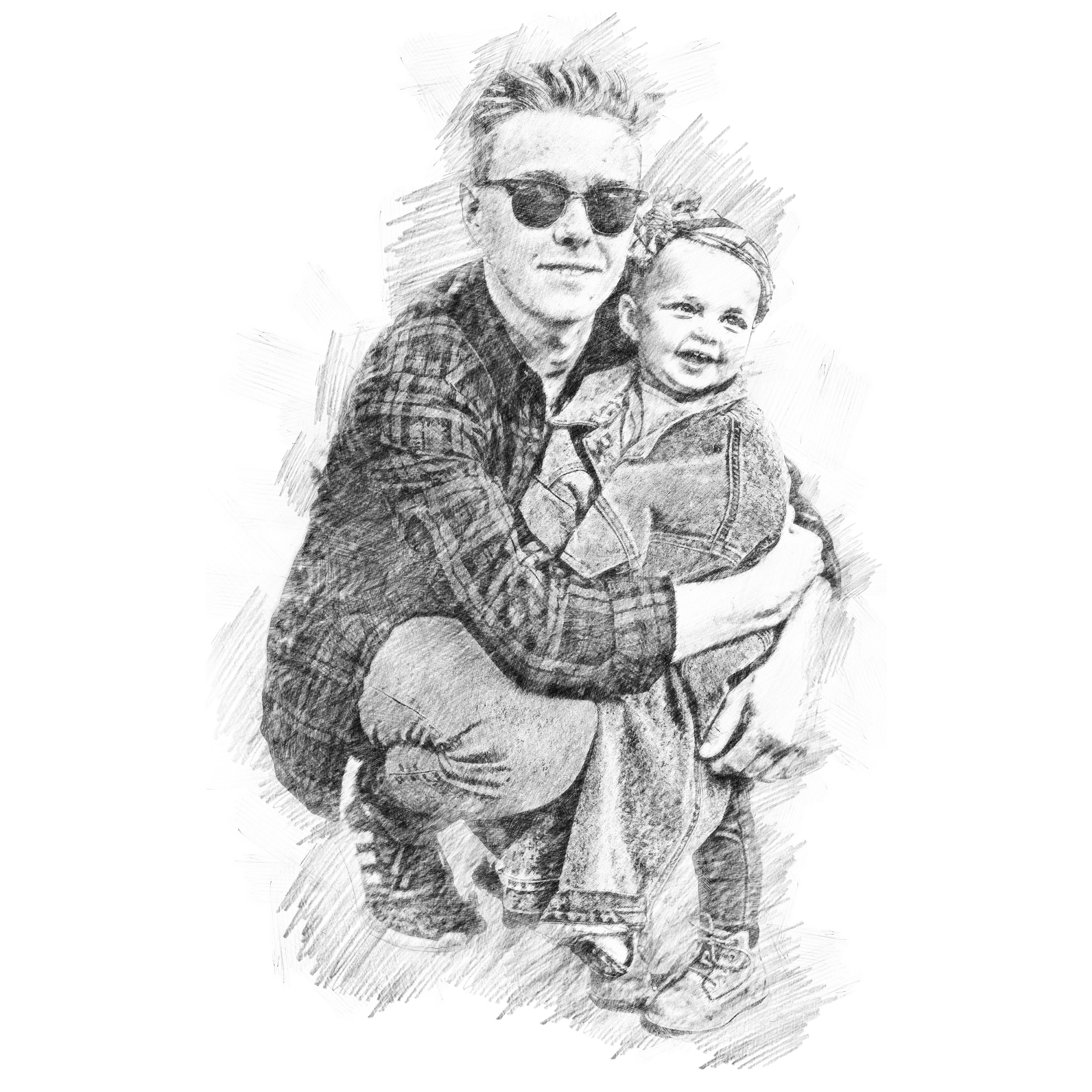 Custom Dad Drawing Daddy Papa Portrait Family Fathers Day - Etsy UK