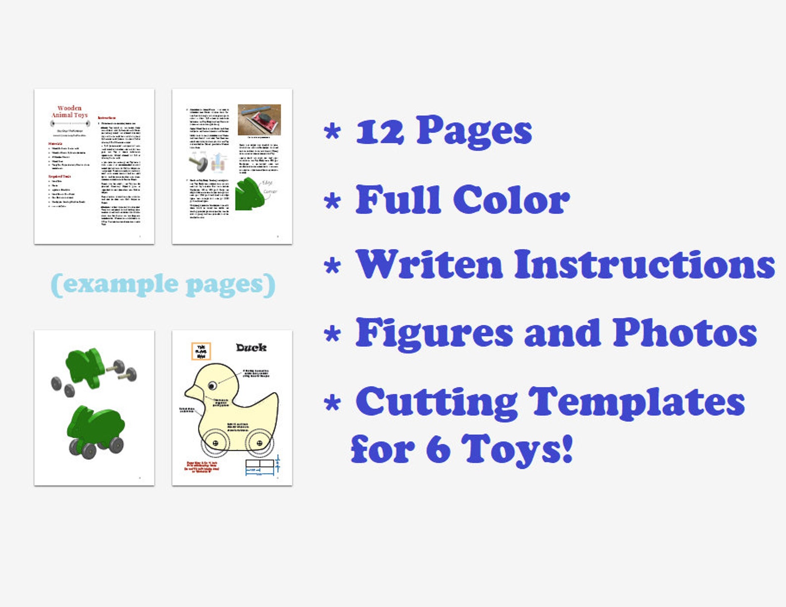 Wooden Animal Childrens Toy Plans and Instructions Easy DIY | Etsy