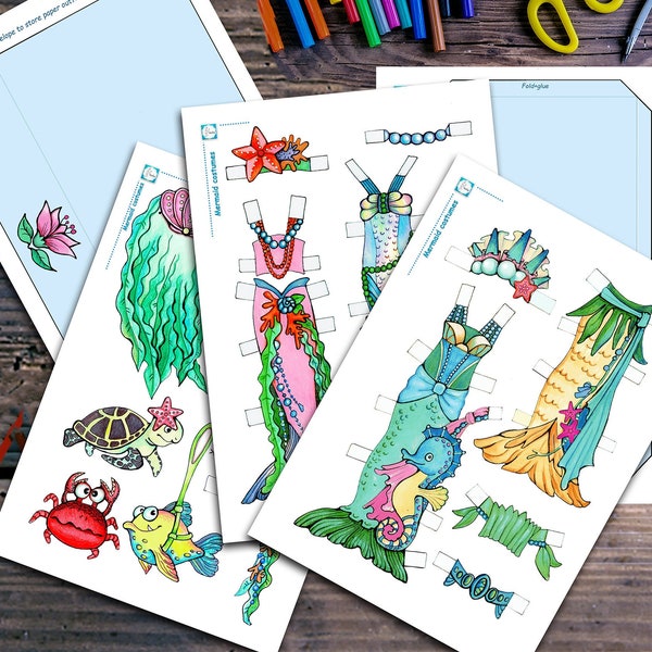 Mermaid Paper Dolls - Etsy