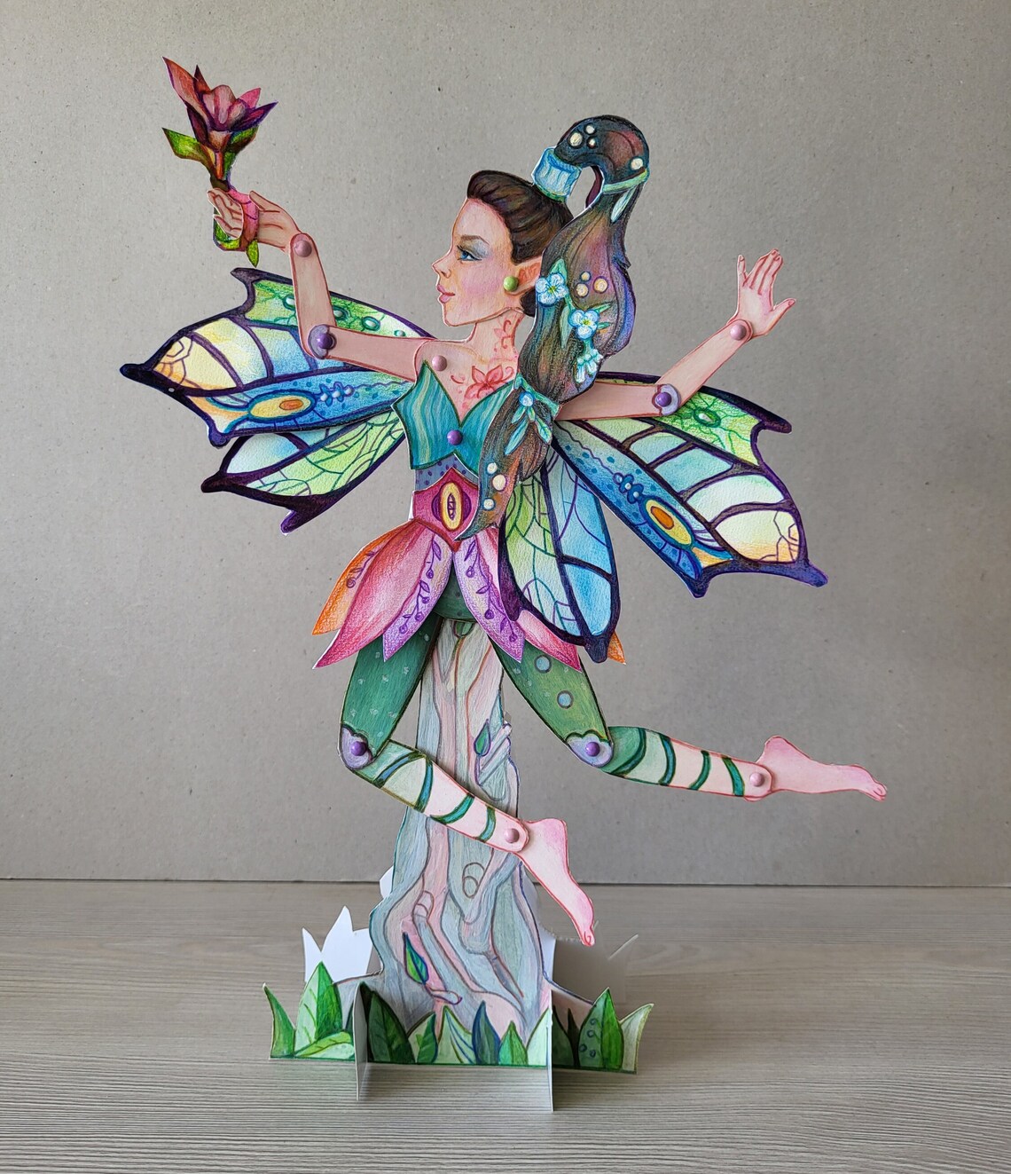 Printable Fairy Paper Doll. DIY Articulated Paper Doll With Doll Stand ...