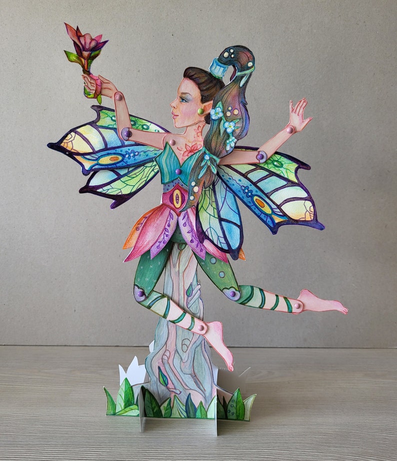 Printable Fairy Paper Doll. DIY Articulated Paper Doll With Doll Stand ...