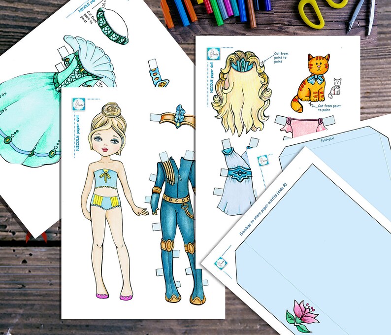 Princess Paper Doll Digital Colorful Paper Doll PDF Paper Doll ...
