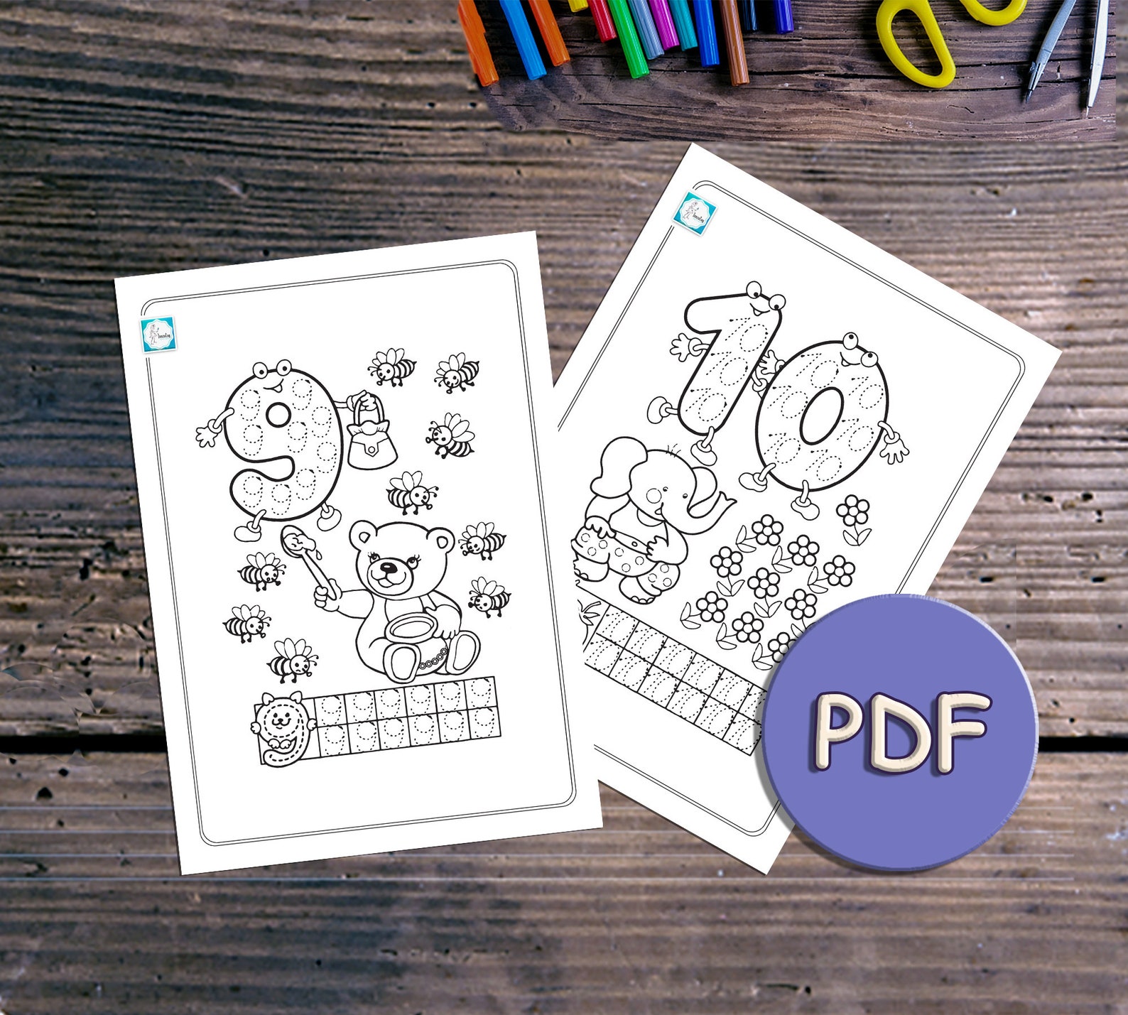 Number Tracing Coloring Pages (1 to 10). Learning Numbers. Preschool ...