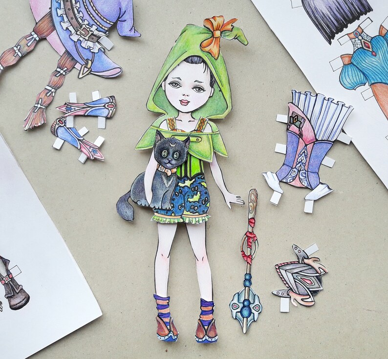 Halloween Witch Paper Doll: Printable Lydia Dress-up (PDF Digital) - Etsy