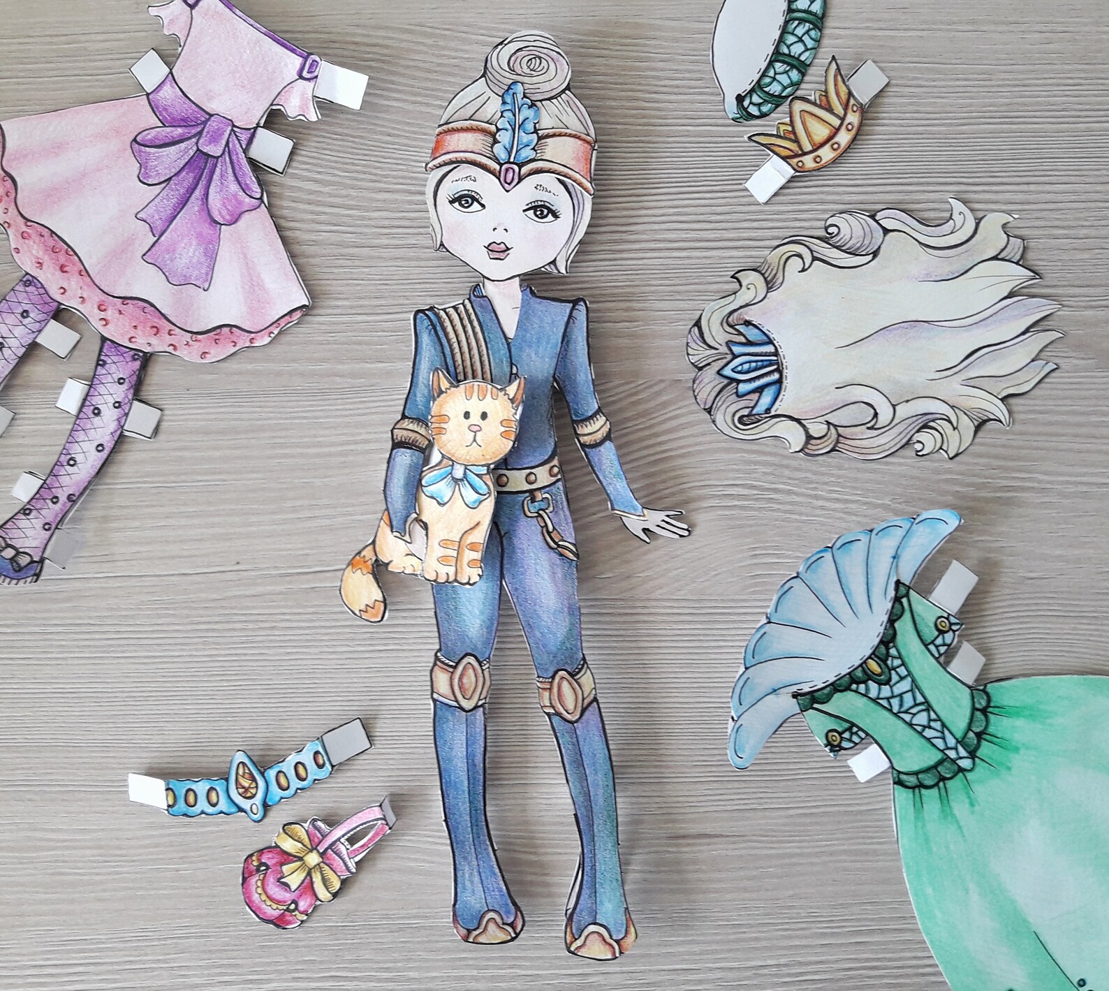Princess Paper Doll Digital Colorful Paper Doll PDF Paper Doll ...