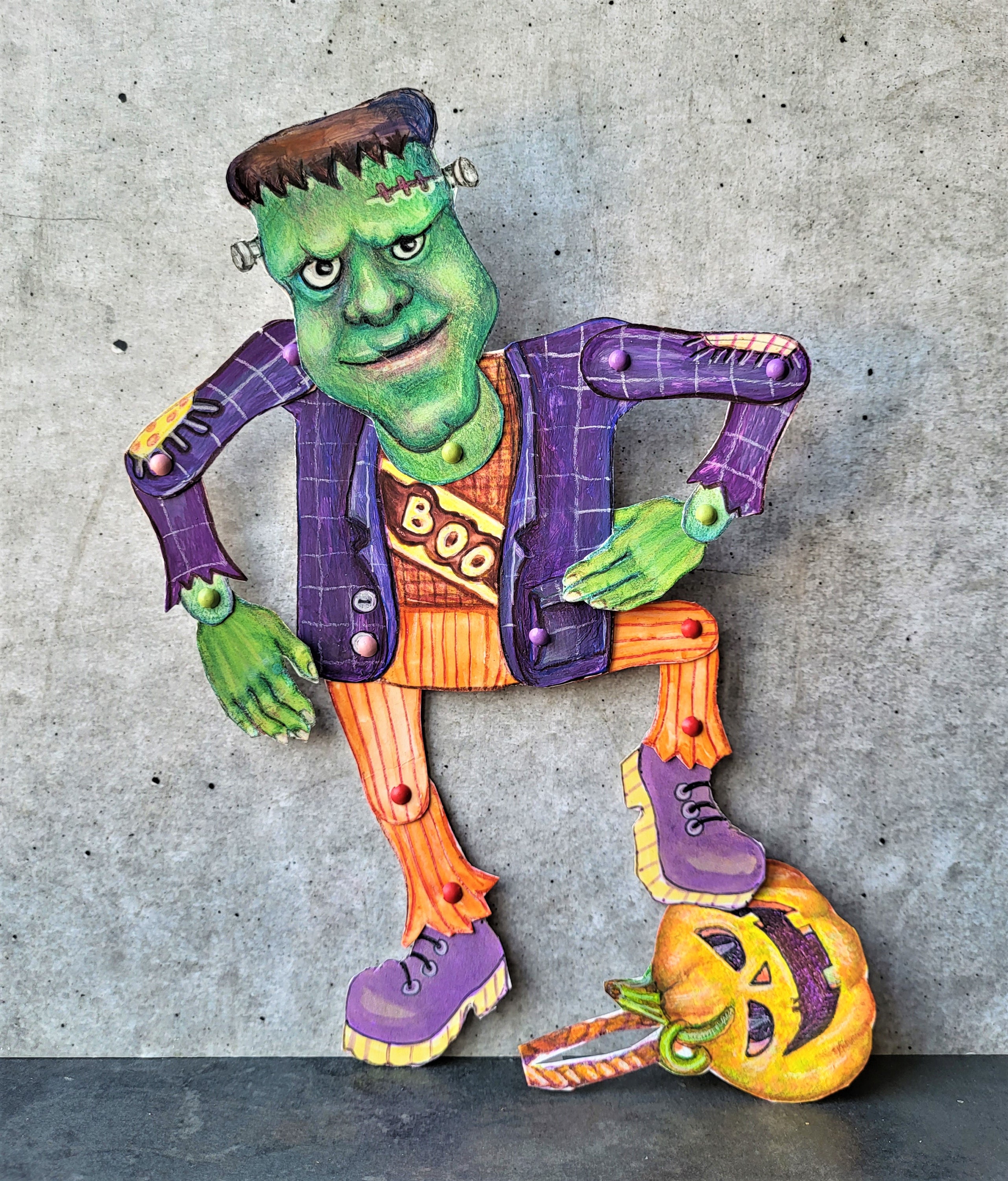 Frankenstein Articulated Paper Doll: DIY Halloween Puppet With Stand ...