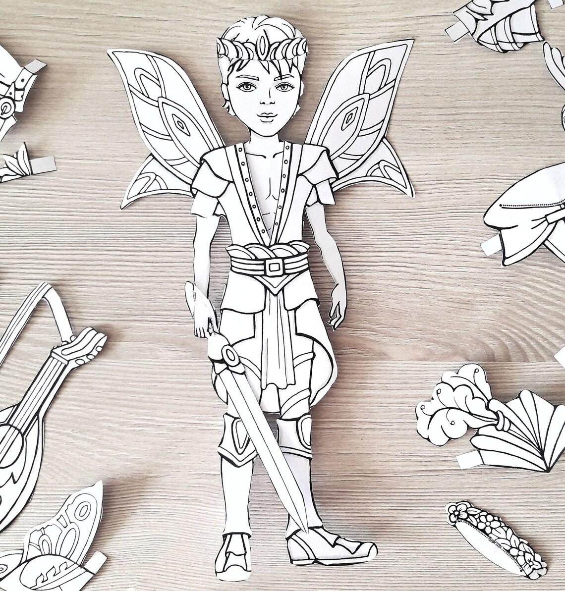 Elf Paper Doll: Boy Fairy Coloring Page (digital Download) - Etsy