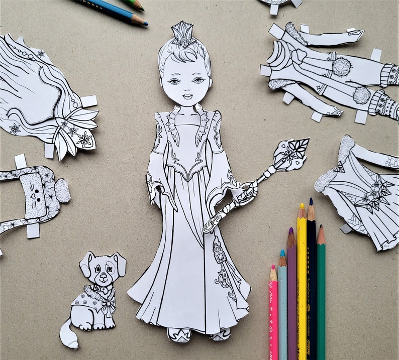 Digital Paper Doll Coloring Pages. Paper Doll Download. Ice Princess ...