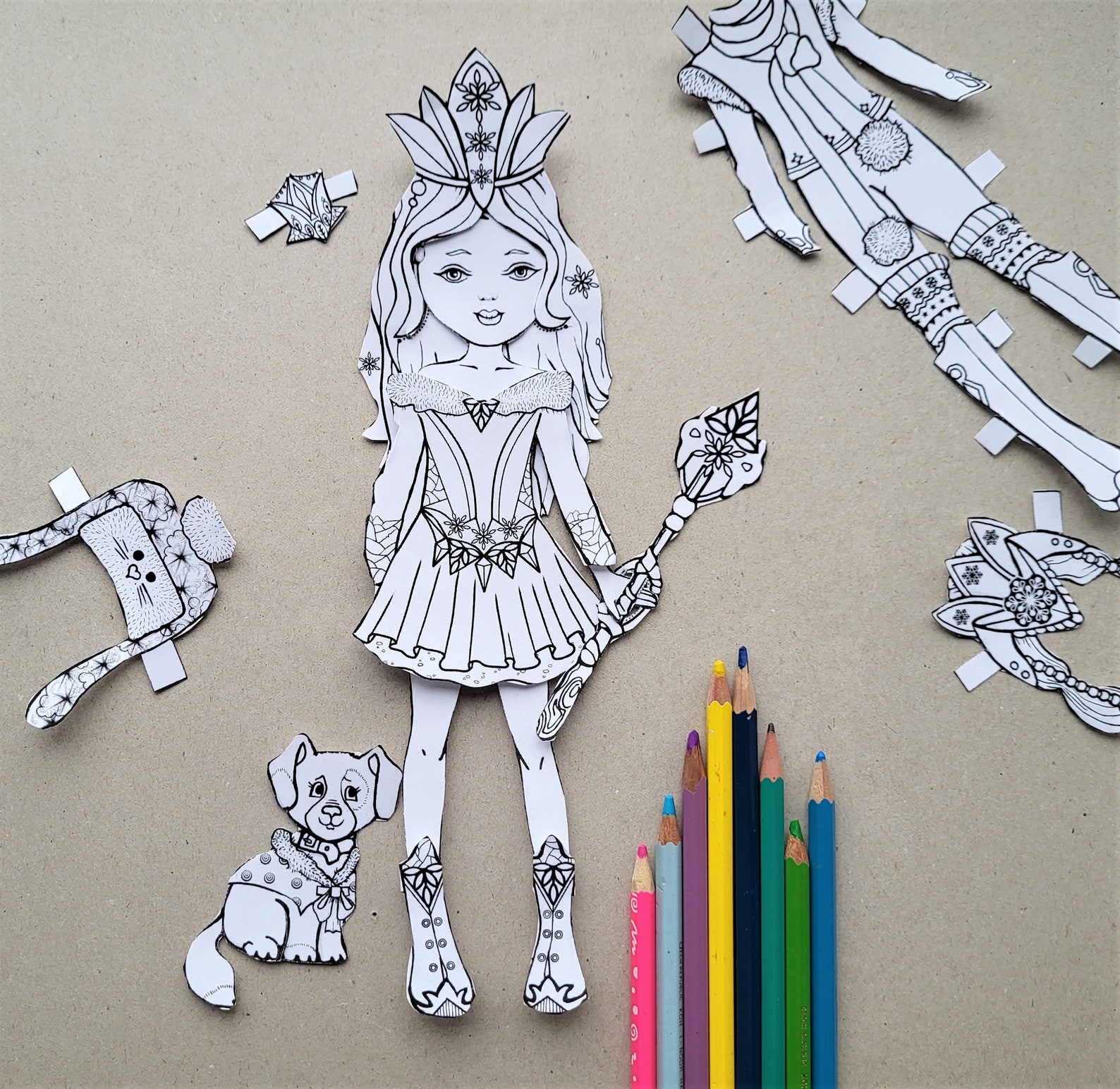 Digital Paper Doll Coloring Pages. Paper Doll Download. Ice Princess ...