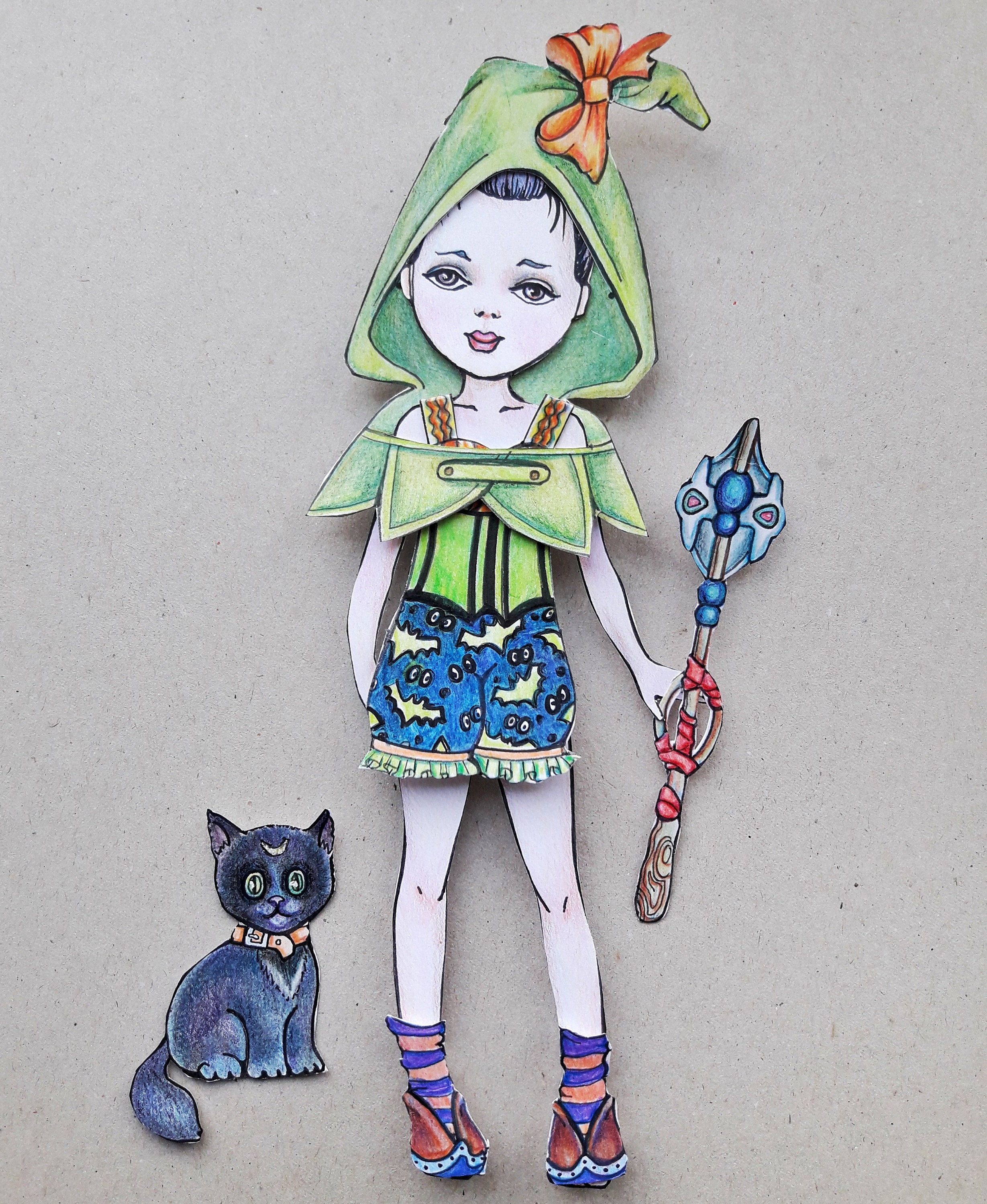 Halloween Witch Doll Printable. Digital Colorful Paper Doll. PDF Paper ...