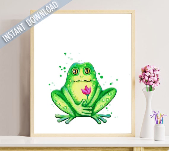 Cute Frog Wall Art Printable Funny Frog Decor Frog Poster | Etsy