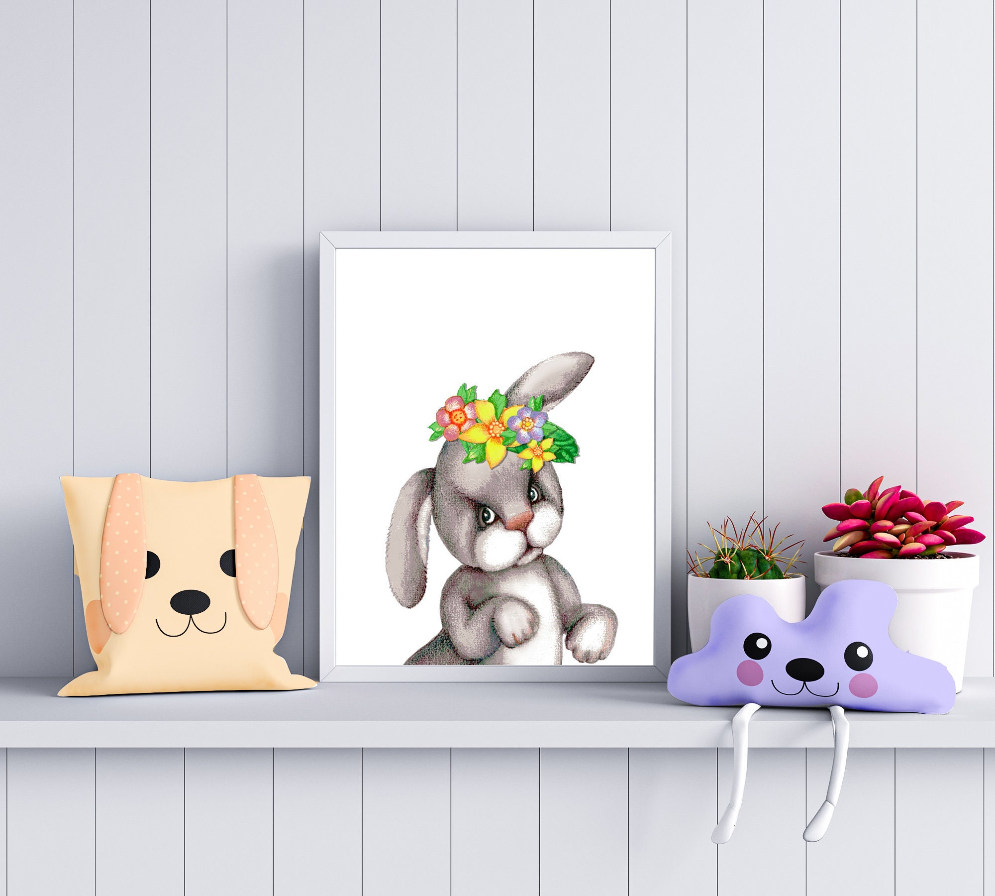 Rabbit Printable Art. Bunny Printable Download. Animal Wall Art. Rabbit ...