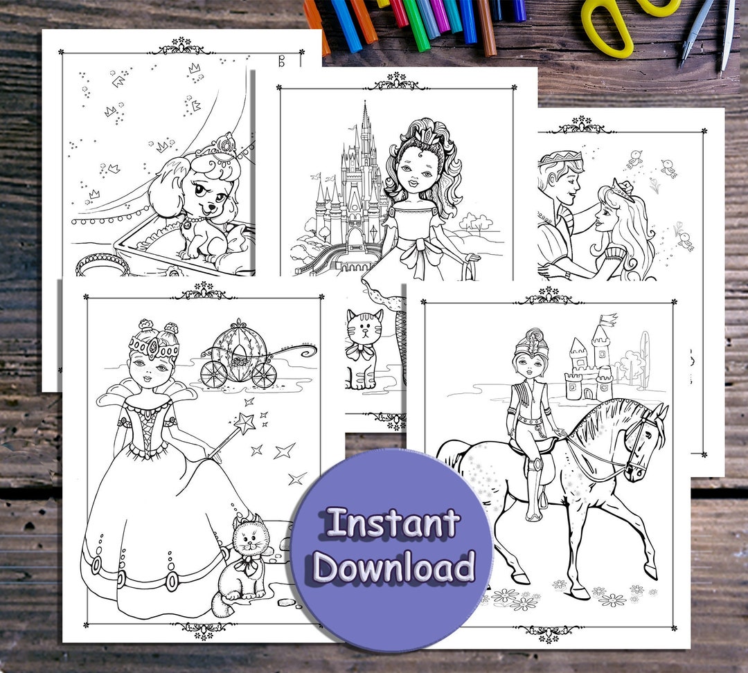 Princess Coloring Pages Pdf Printable Princess to Color Digital ...
