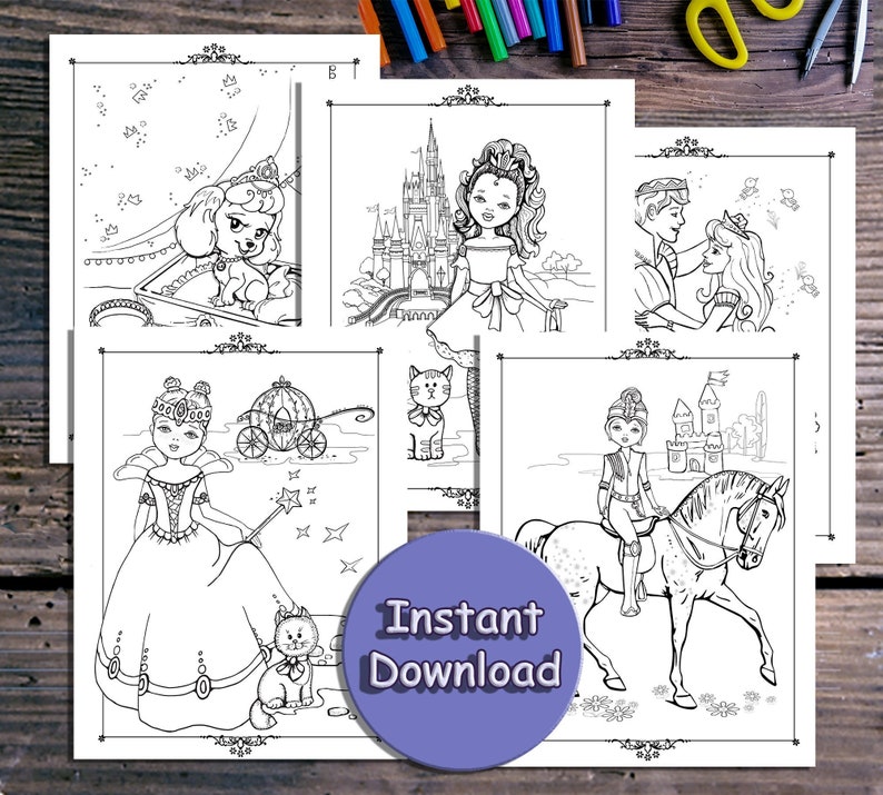 Princess Coloring Pages Pdf Printable Princess to Color Digital ...