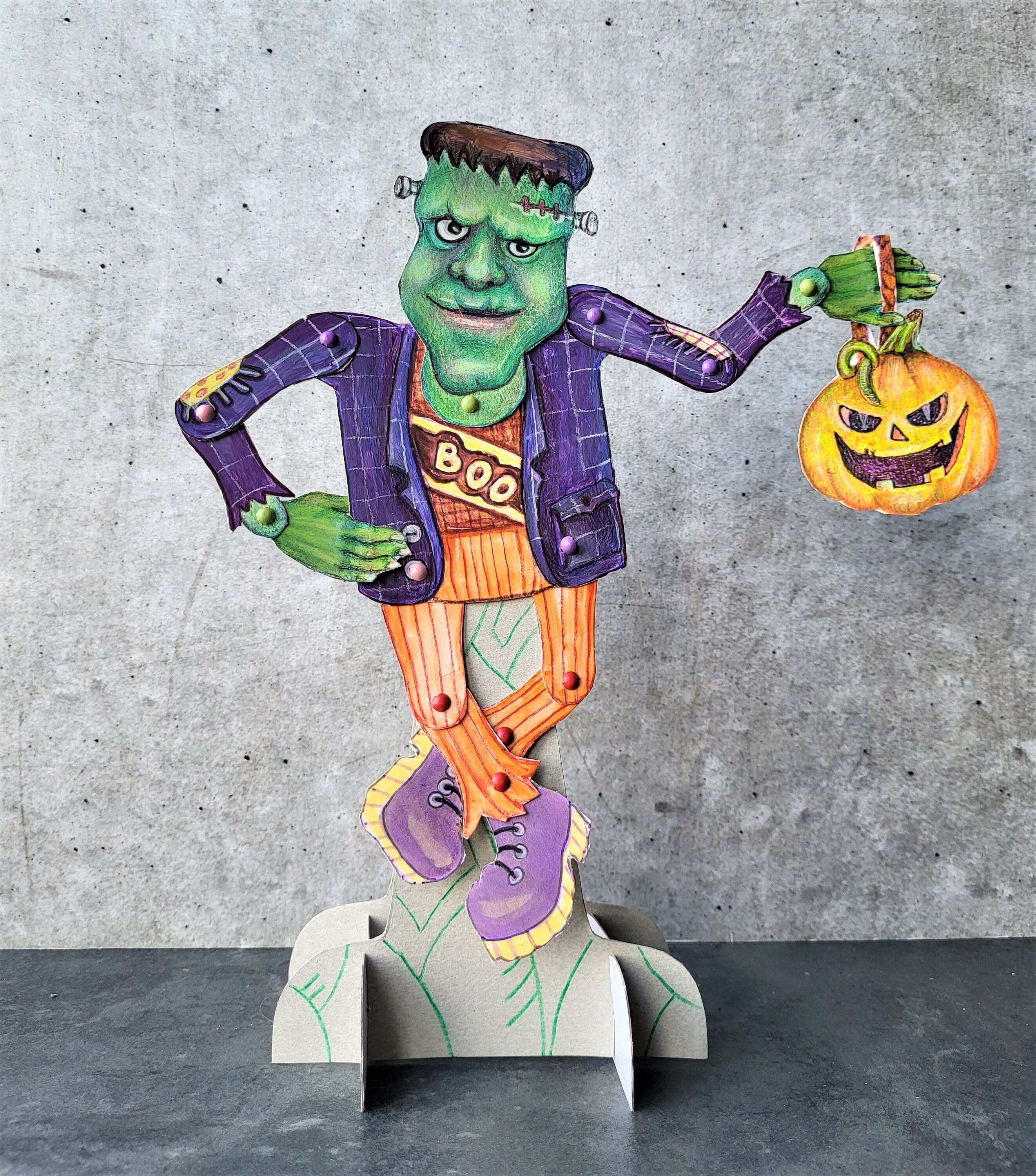 Frankenstein Articulated Paper Doll: DIY Halloween Puppet With Stand ...