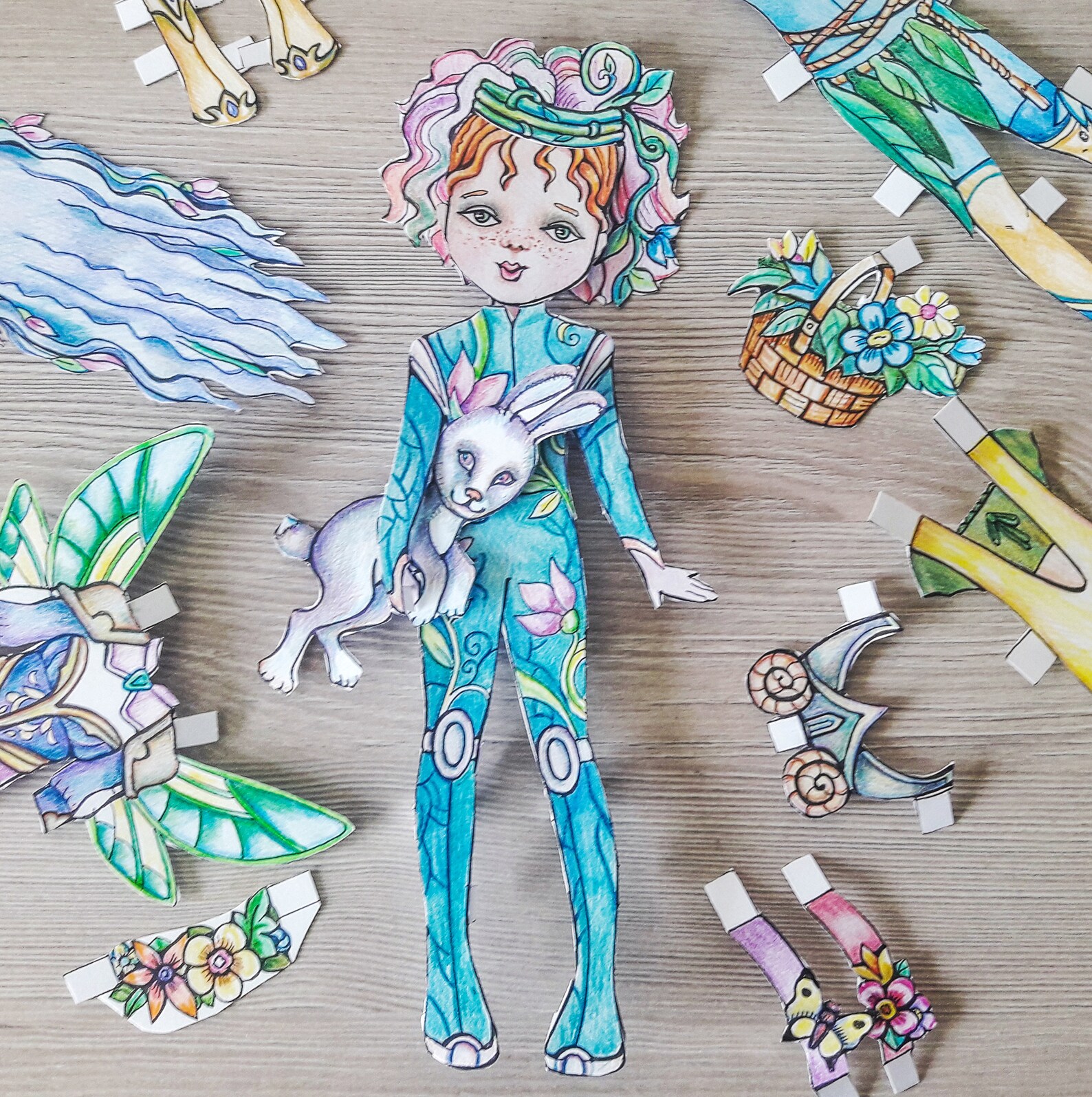 Digital Colorful Paper Doll PDF Fairy Paper Doll Paper Doll Printable ...