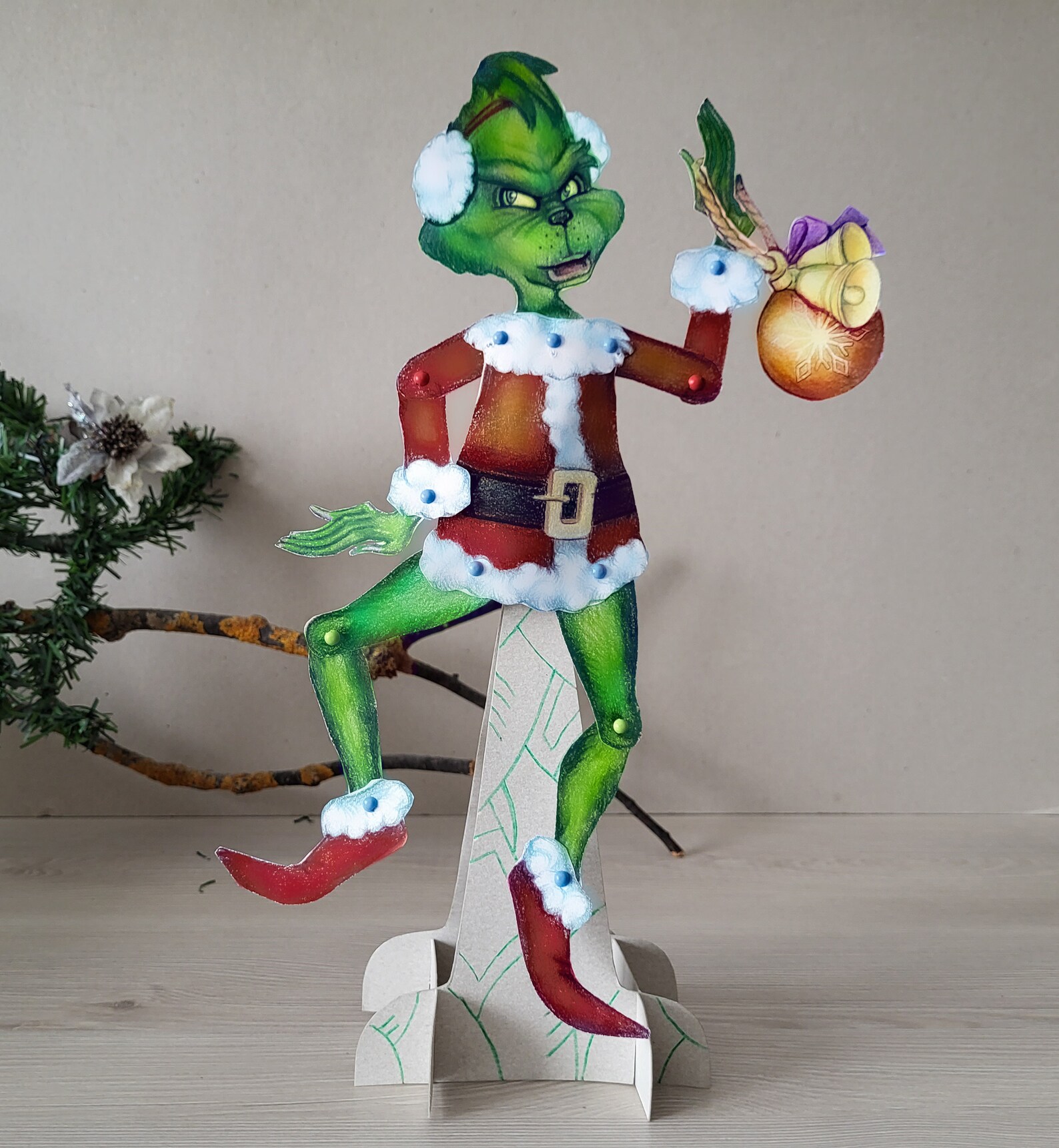 Grinch Articulated Paper Doll Printable. the Grinch Decor PDF. Late ...