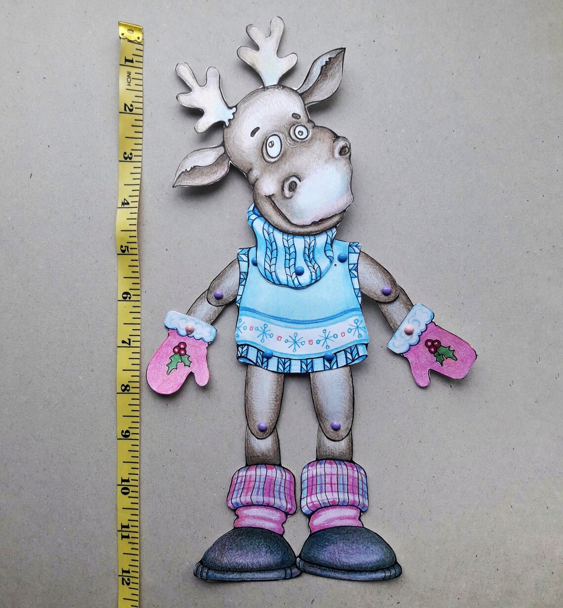 Printable Christmas Reindeer Articulated Paper Doll Paper Craft Deer ...