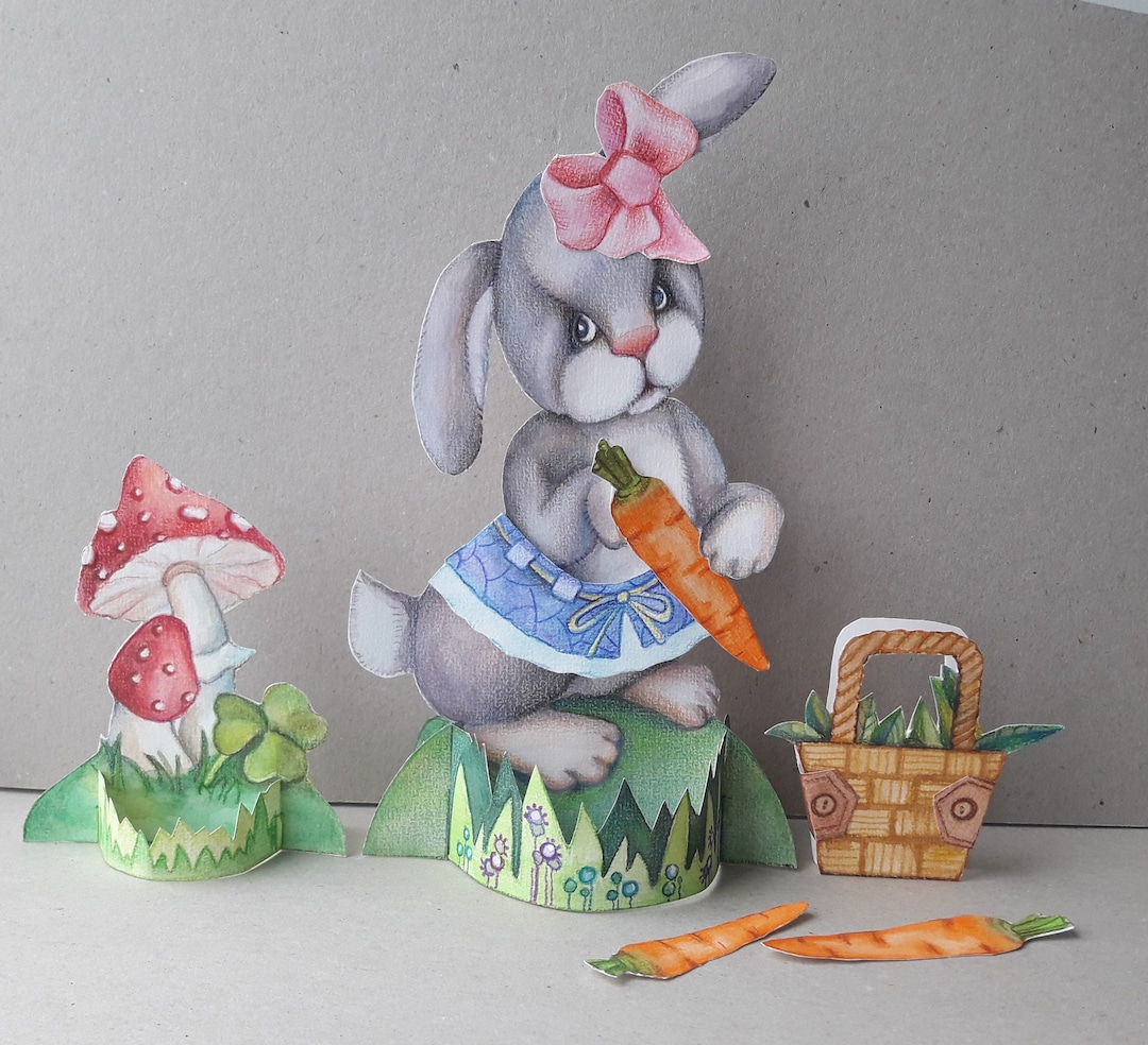 Easter Bunny Dress-up Doll - Printable Paper Craft Template. Digital ...