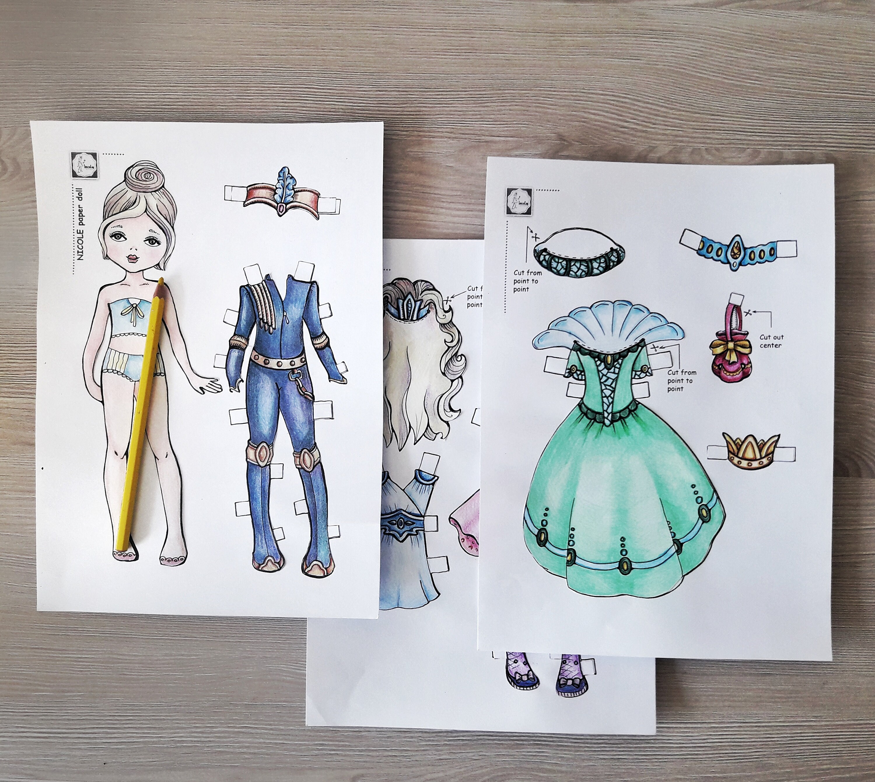 Digital Paper Dolls Printable. Set of 3 Dolls With Clothes. - Etsy