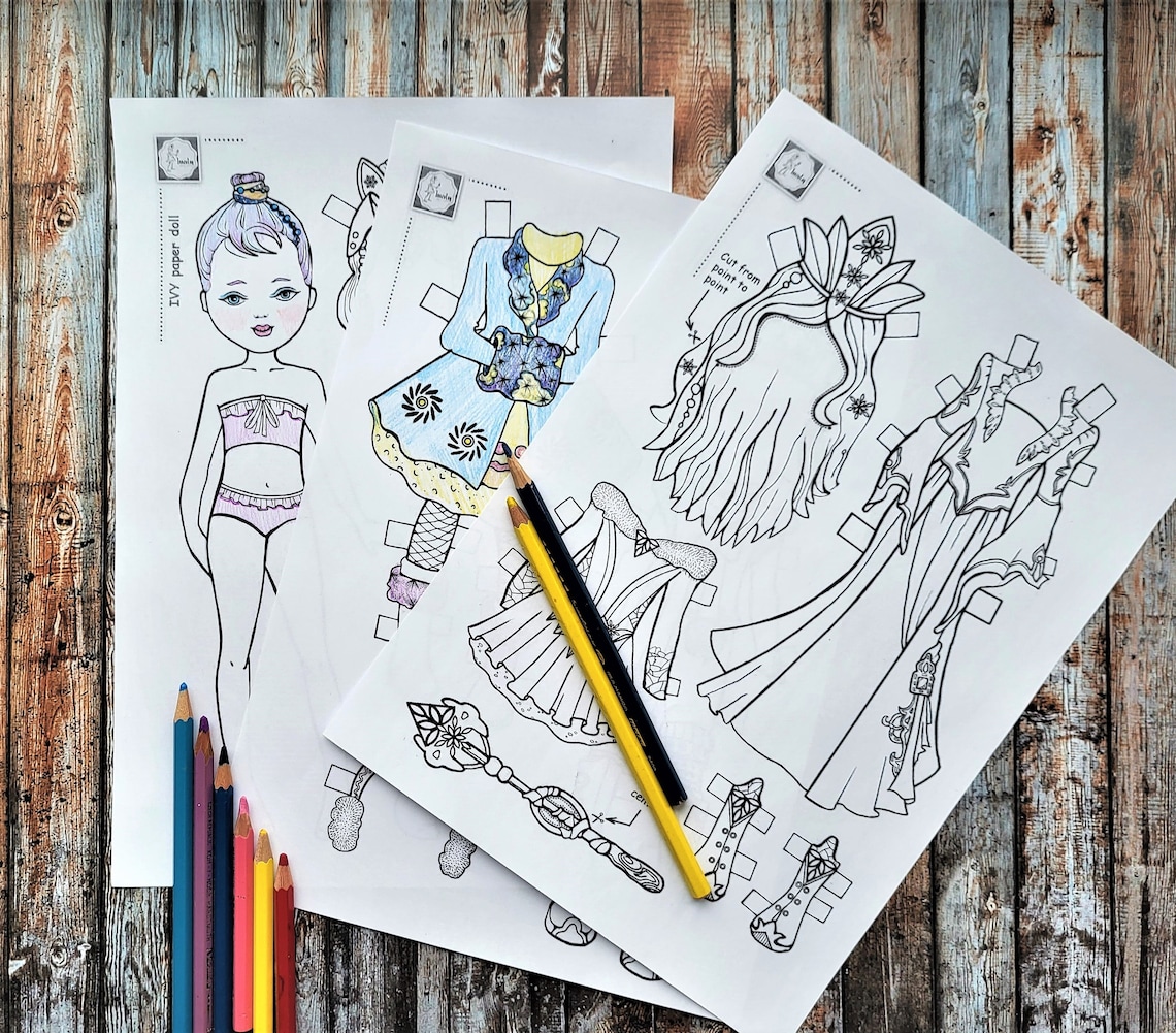 Ice Princess Paper Doll Coloring Pages (digital Download) - Etsy