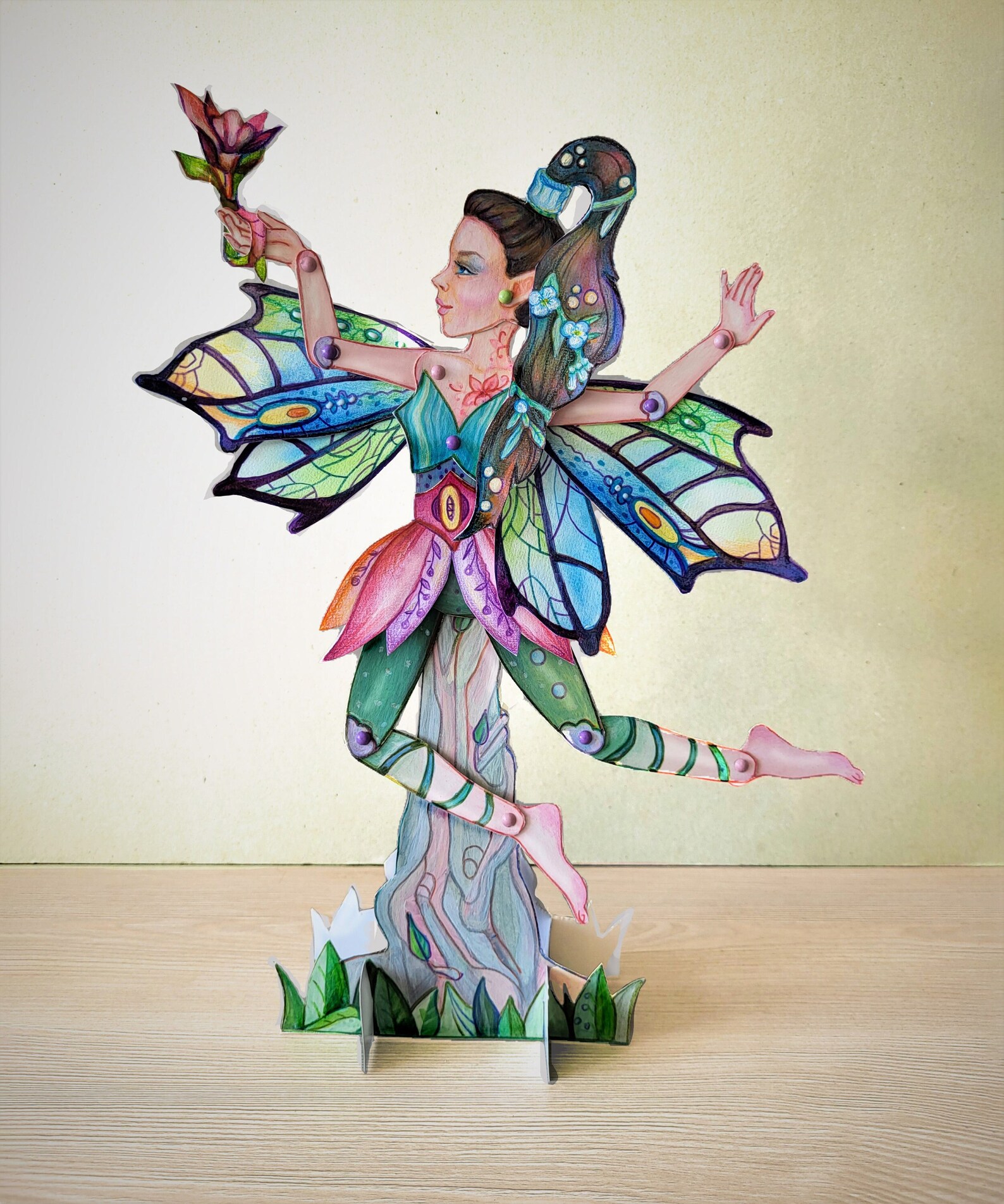 Printable Fairy Paper Doll. DIY Articulated Paper Doll With Doll Stand ...