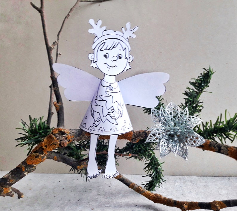 Cute Angel Figurines for Coloring. Angel Paper Doll Set. Paper Angel ...