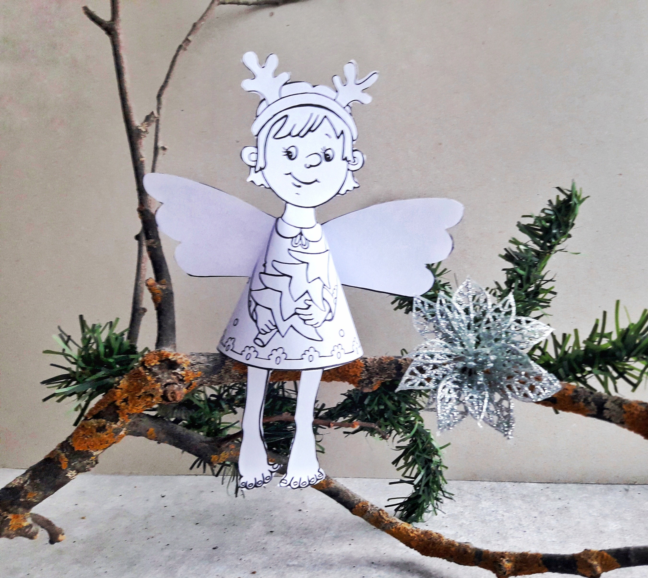 Cute Angel Figurines for Coloring. Angel Paper Doll Set. Paper Angel ...