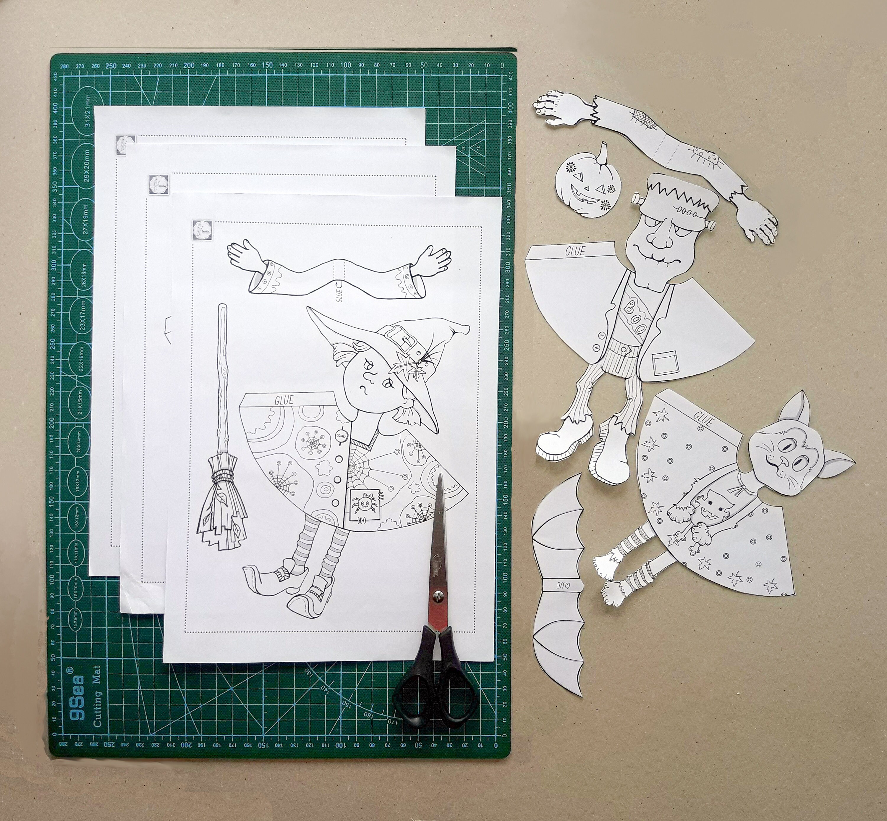 Halloween Paper Dolls Coloring Pages. Halloween Activities Printable ...