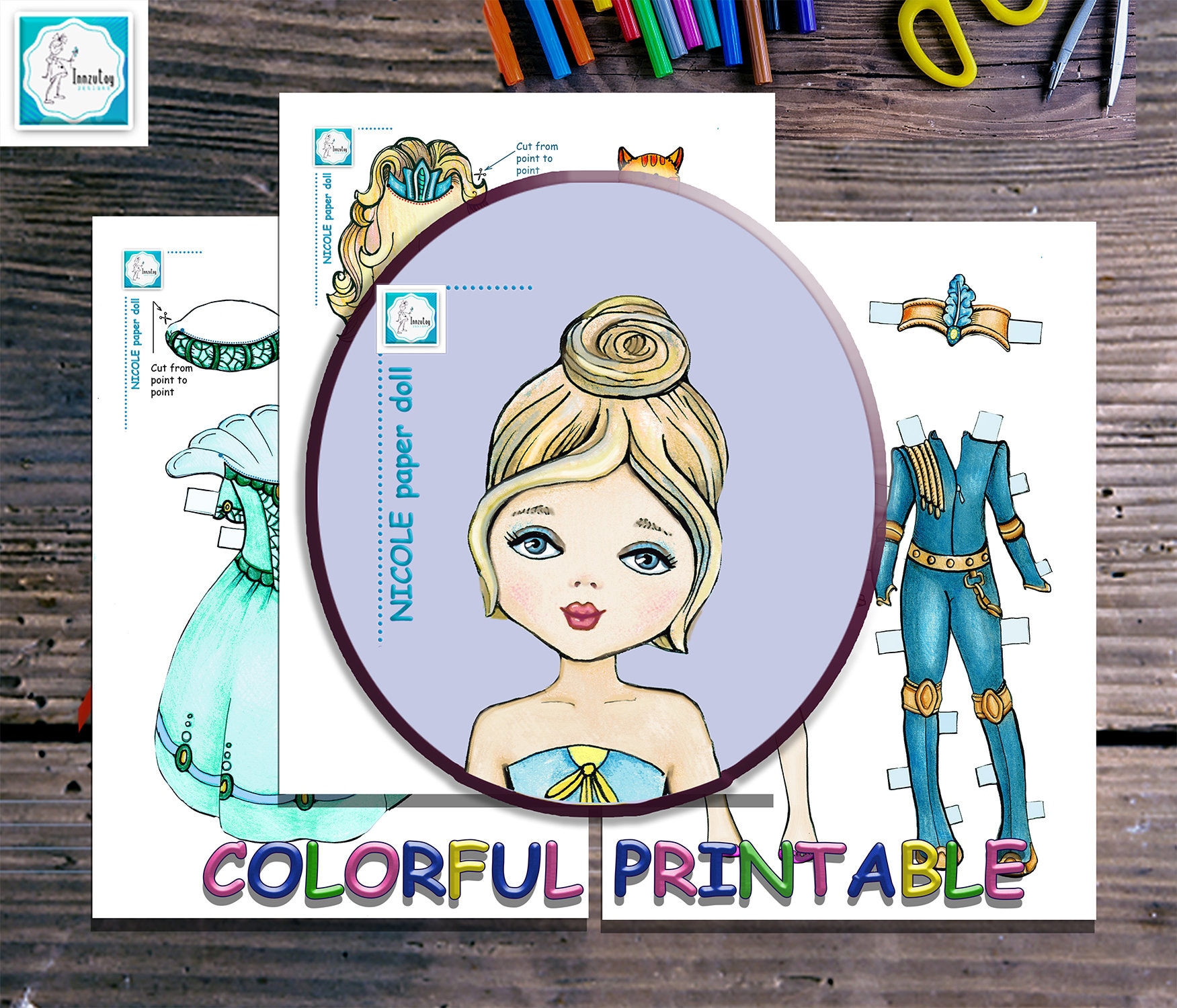 Digital Paper Dolls Printable. Set of 3 Dolls With Clothes. Cute ...